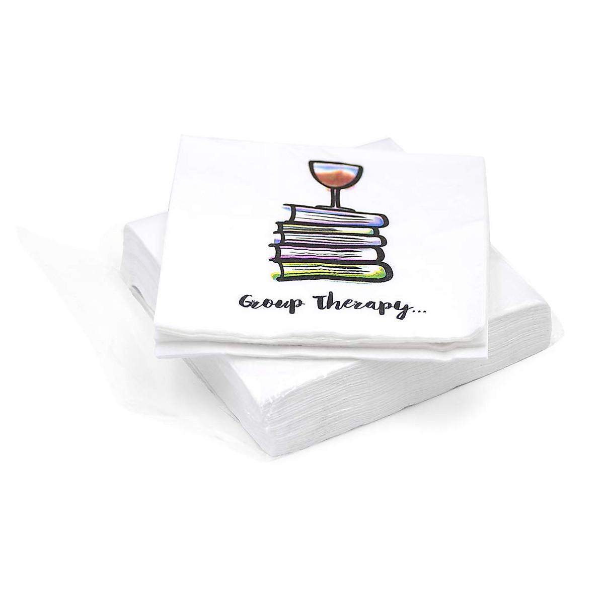 30 Pk, Group Therapy" Cocktail 3-Ply Paper Party Napkins for Book Club, Wine Night, Womens Group, Galentine's Day or Girls Night