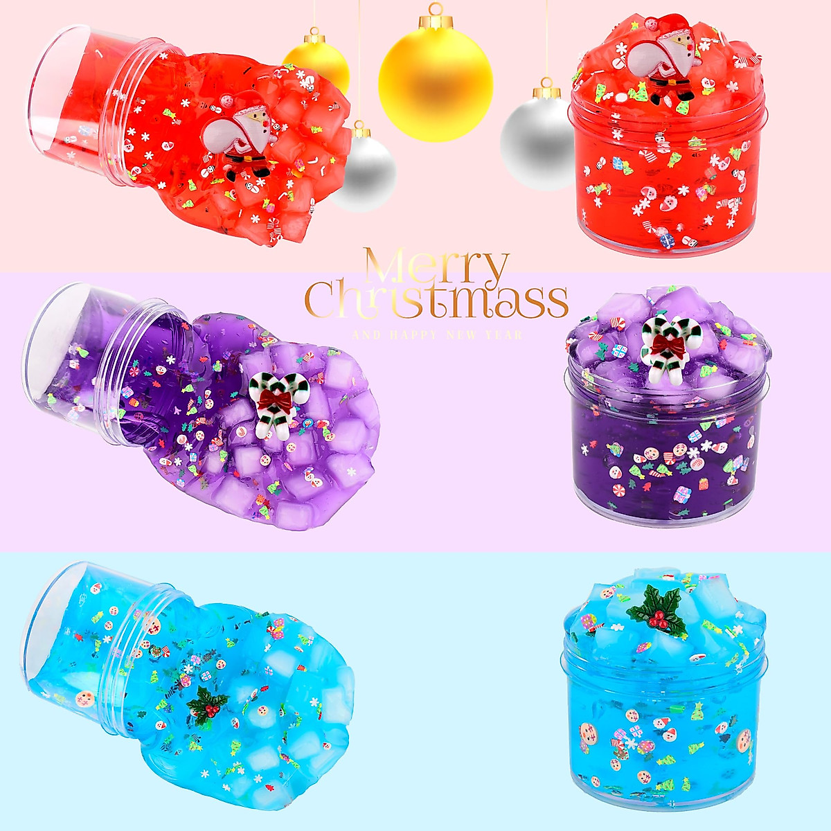 3 Pack Clear Slime Kit Crystal Slime Set for Kids Soft Jelly Cube Clear Slime Pack Easter Christmas for Girls Boys