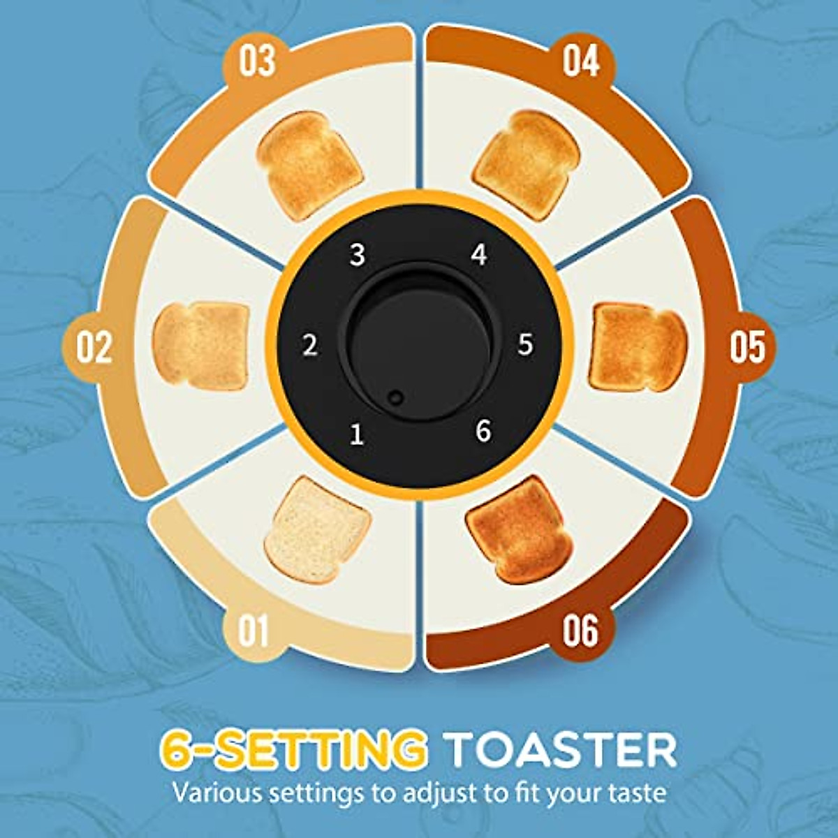 Toaster 4 Slice, 10'' Long Slot Toaster 2 Slice, Extra-Wide Stainless Steel Toasters, 4 Slice Toaster, Warming Rack & 6 Shade Settings, Defrost/Reheat/Cancel, Toaster for Croissants Bread(Silver)