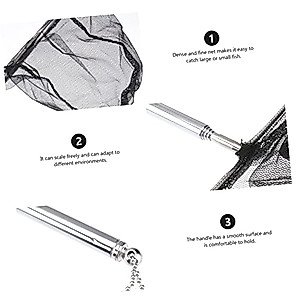 Asakkura 2 pcs Small Outdoor Landing for Retractable Freshwater Steel Portable Frame Tackle Extendable Leaf Pool Net Professional Tool Cm Tanks Shrimp Silver Dip Fishing Accessory