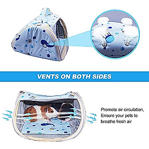 HOMEYA Guinea Pig Carrier Bag,Small Animal Pet Hamster Carrier Portable Breathable Outgoing Sling Bag for Ferret Hedgehog Chinchilla Rat Sugar Glider with Shoulder Strap Outdoor,Travel,Hiking-L(Ocean)