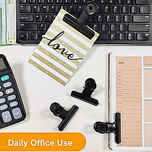 Coideal 12 Pack Large Black Bull Binder Paper Clips, Metal Hinge Clip File Clamps for Crafts, Food Bags, Drawing, Photo at Home Kitchen Office (2 1/2 Inch)