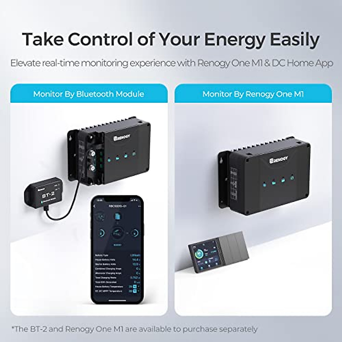 Renogy 12V 50A DC to DC Battery Charger with MPPT, On-Board Battery for Gel, AGM, Flooded and Lithium Batteries, Using Multi-Stage Charging, Solar Panel and Alternator
