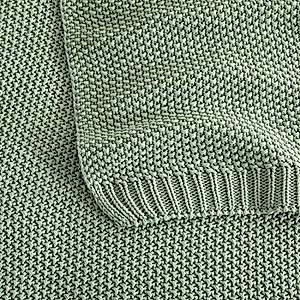 Revdomfly Sage Green Knitted Throw Blanket for Couch, 100% Cotton Cable Knit Throw Blanket Soft Cozy Decorative Sofa Chair Blankets, 50" x 60", Sage Green