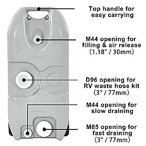 YITAHOME 10.6 Gallon Large Capacity Portable Water Holding Tank with Catching Metal Handle Odorless Tote for Camper with Large Wheels, Filling Port, Hose, Faucet, 2 Handles for Easy Carry & Fast Empty