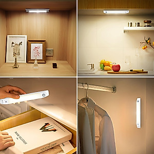 LUXSWAY LED Motion Sensor Light Indoor, Dimmable Under Cabinet Lights, Manual ON/Off, Battery Operated Closet Lighting Bar, Shelf Light, Stick-on Anywhere Night Lighting for Kitchen Wardrobe Pantry