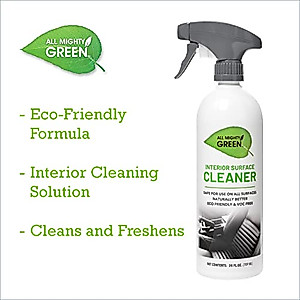 All Mighty Green Eco-Friendly Car Interior Surface Cleaner with Acid Free Formula, Vehicle Interior Surface Cleaning Spray w/UV Protection for Leather, Vinyl, Plastic, Glass and More, 24 Oz - 2 Pack