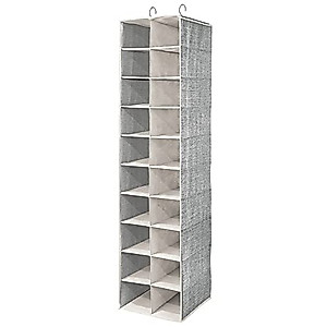 mDesign Soft Fabric Closet Organizer - Holds Shoes, Handbags, Clutches, Accessories - Large, 20 Shelf Over Rod Hanging Storage Unit - Black/Cream