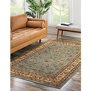Rugs.com Aditi Collection Rug – 6' x 9' Light Blue Low Rug Perfect for Living Rooms, Large Dining Rooms, Open Floorplans