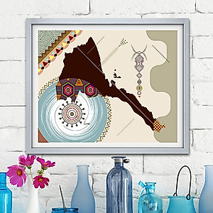 Eritrea Map Art Print Asmara Poster East African Abstract Painting Decor Unframed