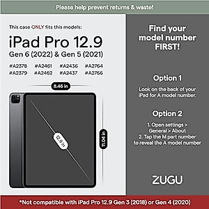 ZUGU Case for 2021/2022 iPad Pro 12.9 inch 5th / 6th Gen - Slim Protective Case - Apple Pencil Charging - Magnetic Stand & Sleep/Wake Cover (Fits Model #’s A2378, A2379, A2461, A2462) - Stealth Black