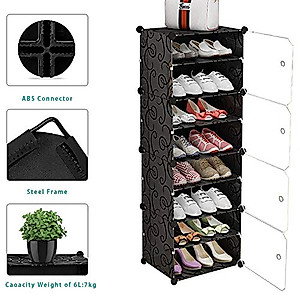 TAZSJG Multilayer Simple Shoe Rack Space Saving Shoes Boots Organizer Closet DIY Assembled Module Shoe Cabinet with Door Home Furniture
