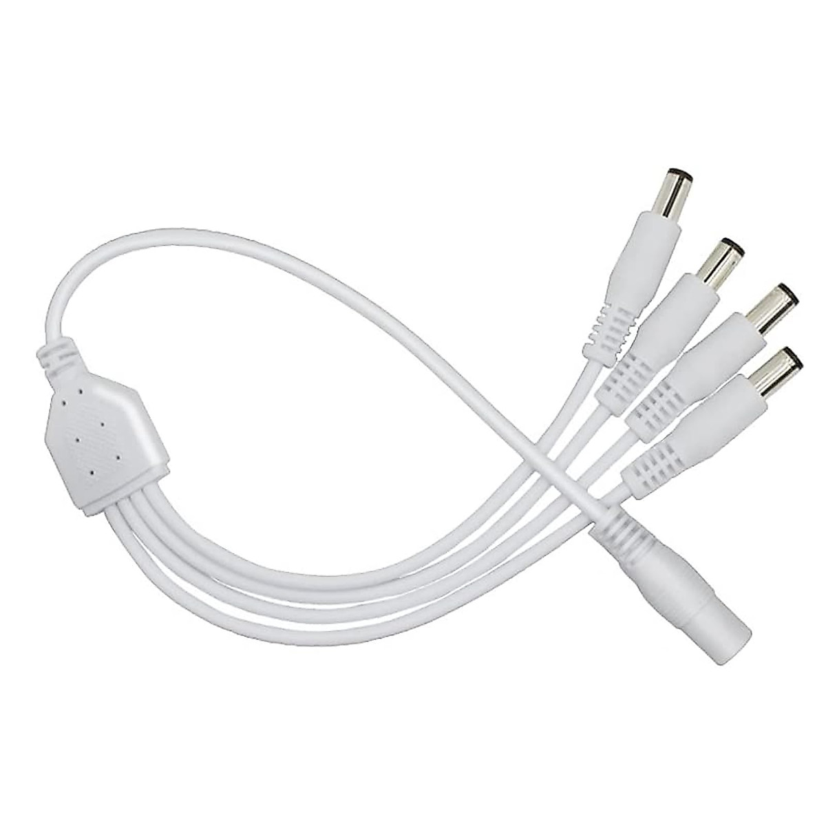Security-01 2-Pack 1 to 4 Way DC Power Splitter Cable, Plug 5.5mm x 2.1mm, for CCTV Camera, LED Strip Light and More,White