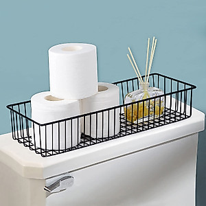 Wetheny Farmhouse Decor Metal Wire Organizer Storage Basket Bin (1 Pack) -Toilet Paper Storage - Organization and Storage for Bathroom, Kitchen Cabinets, Pantry, Closets, Craft Room, Garage (Black)