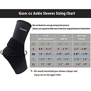 gonicc Professional Foot Sleeve Pair(2 Pcs) with Compression Wrap Support(Middle, Black), Breathable, Stabiling Ligaments, Prevent Re-injury, Ankle Brace, Volleyball Protective Gear Ankle Guards