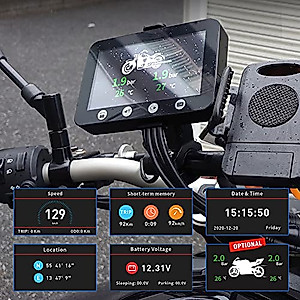 VSYSTO F4.5X Motorcycle Dashboard Camera Recorder 4.5'' LCD Waterproof with Front & Rear View Dual 1080P Sony Starvis 170° Angle Lens, Support TPMS Smart Gauge Voltmeter WiFi GPS(64GB Card Included)