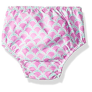 Swim Time Girls' Reusable Swim Diaper UPF 50+ with Side Snaps, Purple Mermaid Print, Medium