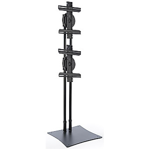 Displays2go DSTAND2BK Heavy Duty TV Stand for Dual HDTV Mounts, 32-70 Inch, Stationary