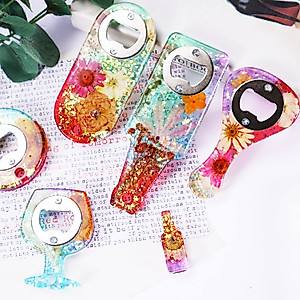 LUXWIN Bottle Opener Resin Molds Kit, Beer Opener Resin Keychain Molds with Stainless Steel Resin Accessories, Silicone Molds for DIY Keychain, Beer Spanner Bottle Opener