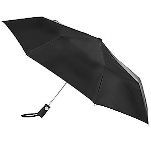 totes Men's Automatic Compact Umbrella,Water Repellent Canopy Black