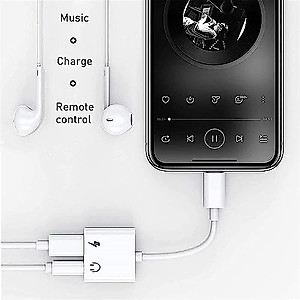 2 Pack Headphone Adapter for iPhone, [Apple MFi Certified] 2 in 1 Lightning to 3.5mm AUX Audio + Charger Splitter Compatible with iPhone 14/13/12/11/XS/XR/X 8/iPad, Support All iOS System