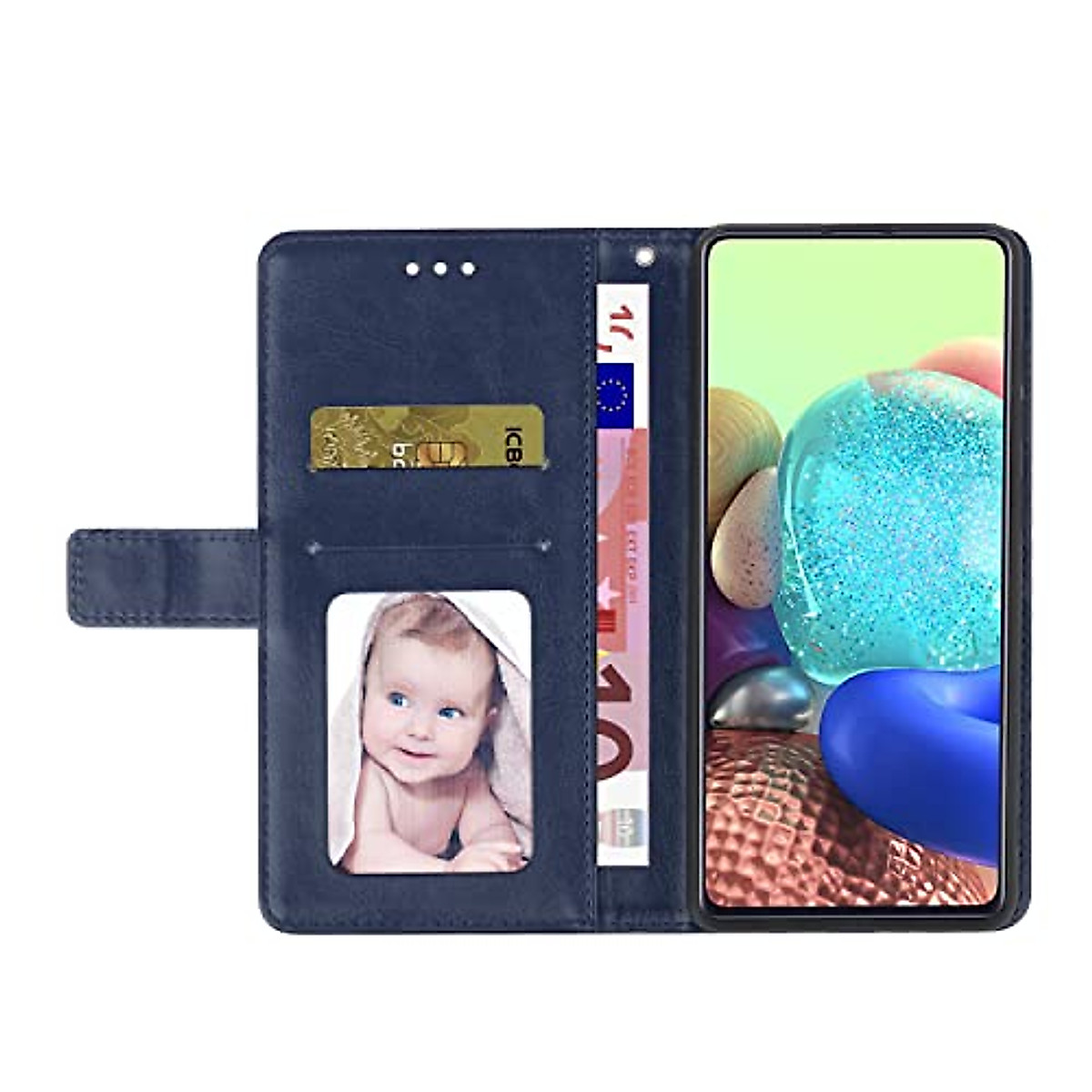 Fansipro Wallet Folio Case for Oppo RENO2 F, Premium PU Leather Slim Fit Cover for RENO2 F, 2 Card Slots, 1 Transparent Photo Frame Slot, Oil-Proof, Indigo [1 Piece]