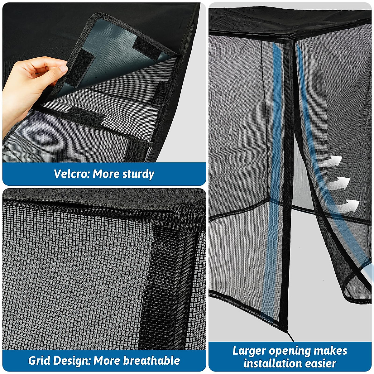 Air Conditioner Cover, 36" x 36" x 39" Mesh Breathable AC Unit Cover with Detachable Waterproof Top, All Season Protection, Air Conditioner Defender Cover for Outside Cottonwood, Leaves