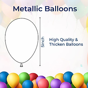 WedDecor Metallic Balloons, 25pcs 5 Inch Shiny Mixed Black & Gold Balloons for Birthday, Baby Shower, Wedding, Little Mermaid Parties, Festivals Carnival Party Decorations