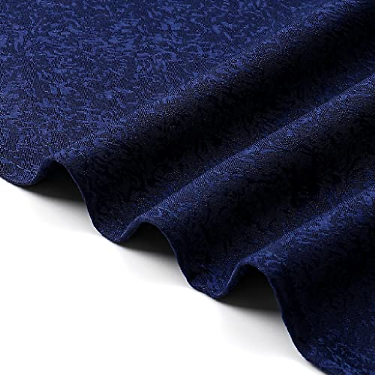 Wekwch Navy Blue Rectangle Jacquard Tablecloth Wrinkle Resistant Fabric Table Cloth for Parties Kitchen Dinning and Outdoor Use 60 Inch by 84 Inch