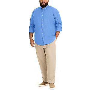 Van Heusen Men's Big Wrinkle Free Long Sleeve Button Down Shirt, Riviera Blue, 5X-Large Tall