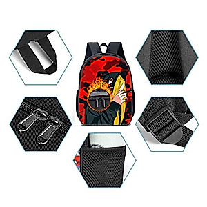 Unisex Cartoon Backpack, Fashion 3d Printing Oxford Laptop Bags, 16.5 Inches High Capacity With Pencil Case