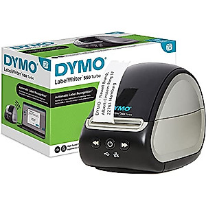 DYMO LabelWriter 550 Turbo Direct Thermal Label Printer, USB and LAN Connectivity - up to 90 Labels Per Minute, 300 dpi, Auto Label Recognition, Monochrome Label Maker, GST Printer Cable, Label Bundle