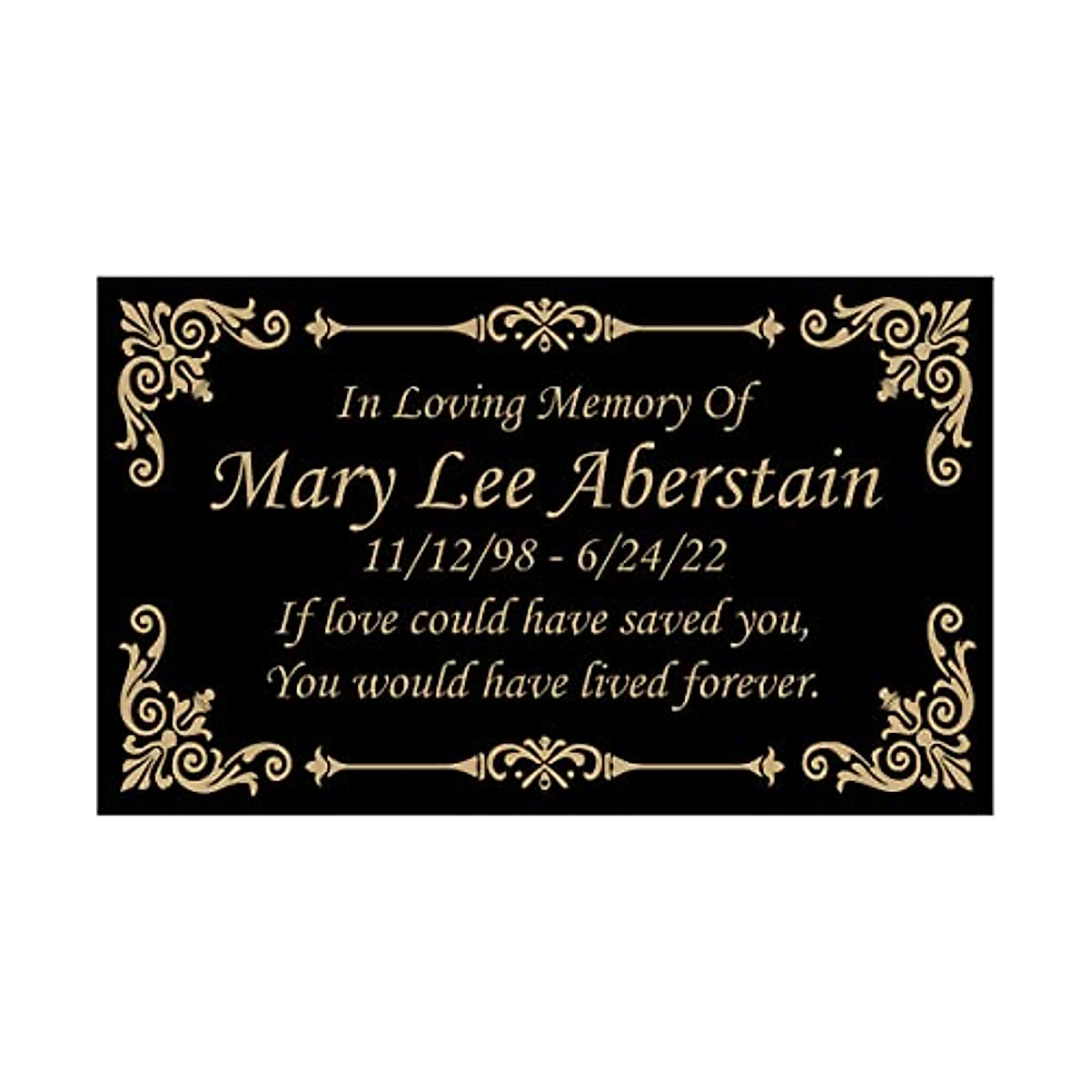Beautifully Engraved Plaque, Plate, Name Plate in Black and Gold - 4.5" x 2.5" and More Sizes