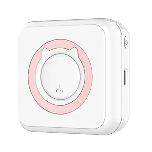 TZH C15 Inkless Mini Pocket Printer, iPhone Mobile Phone Mini Photo Portable Bluetooth Printer, Support iOSAndroid Smart Phone, with 3 Rolls of White Thermal Paper (Pink)
