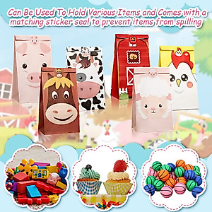 Dianelhall 30 Pack Goodie Bags for Birthday Party Supplies Animal Party Favor Bags Treat Bags Candy Barnyard Gift Bags for Animal Theme Birthday Party, 6 Designs(Farm)