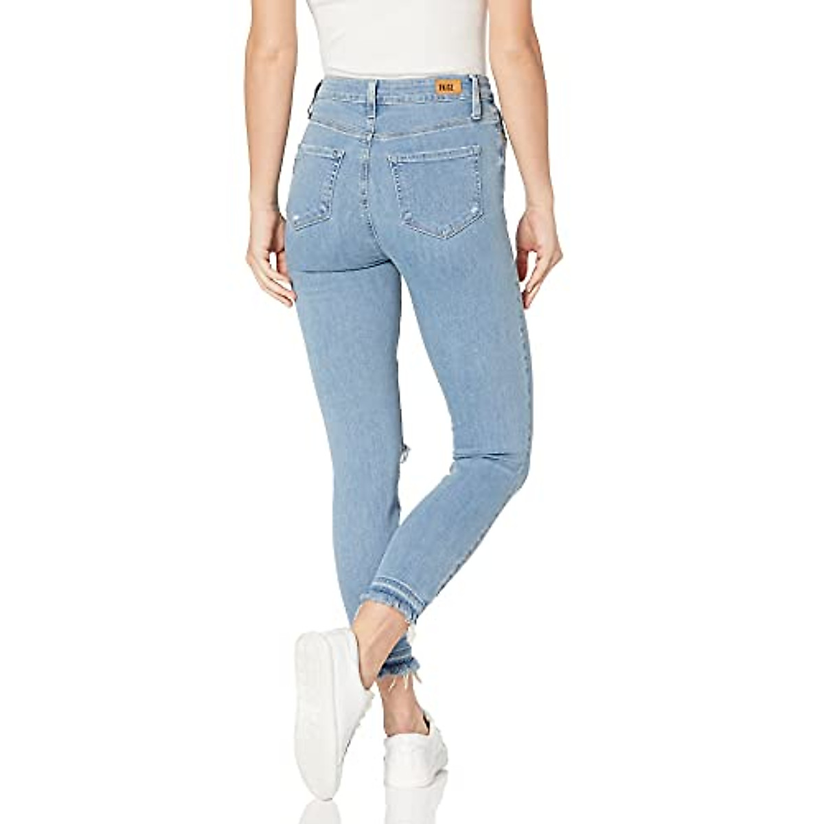 PAIGE Women's Margot Transcend Vintage Undone Crop Jean, Sunray Destructed W/Shaggy LET Down Hem, 24