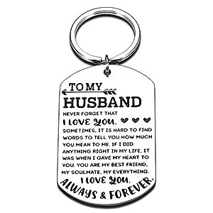 Valentines Day Gifts for Him Husband Gifts from Wife I Love You Keychain for Men Anniversary Engagement Christmas Wedding Birthday Gifts for Hubby Fiance Groom from Wifey Bride Fiancee Sentimental