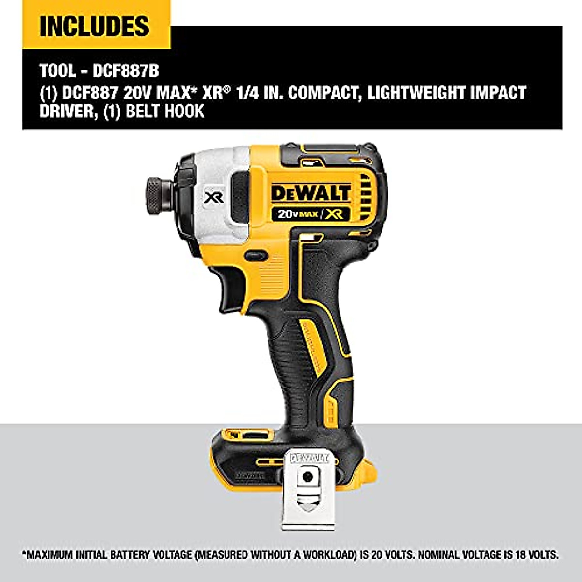 DEWALT 20V MAX XR Impact Driver, Brushless, 3-Speed, 1/4-Inch, Tool Only (DCF887B)
