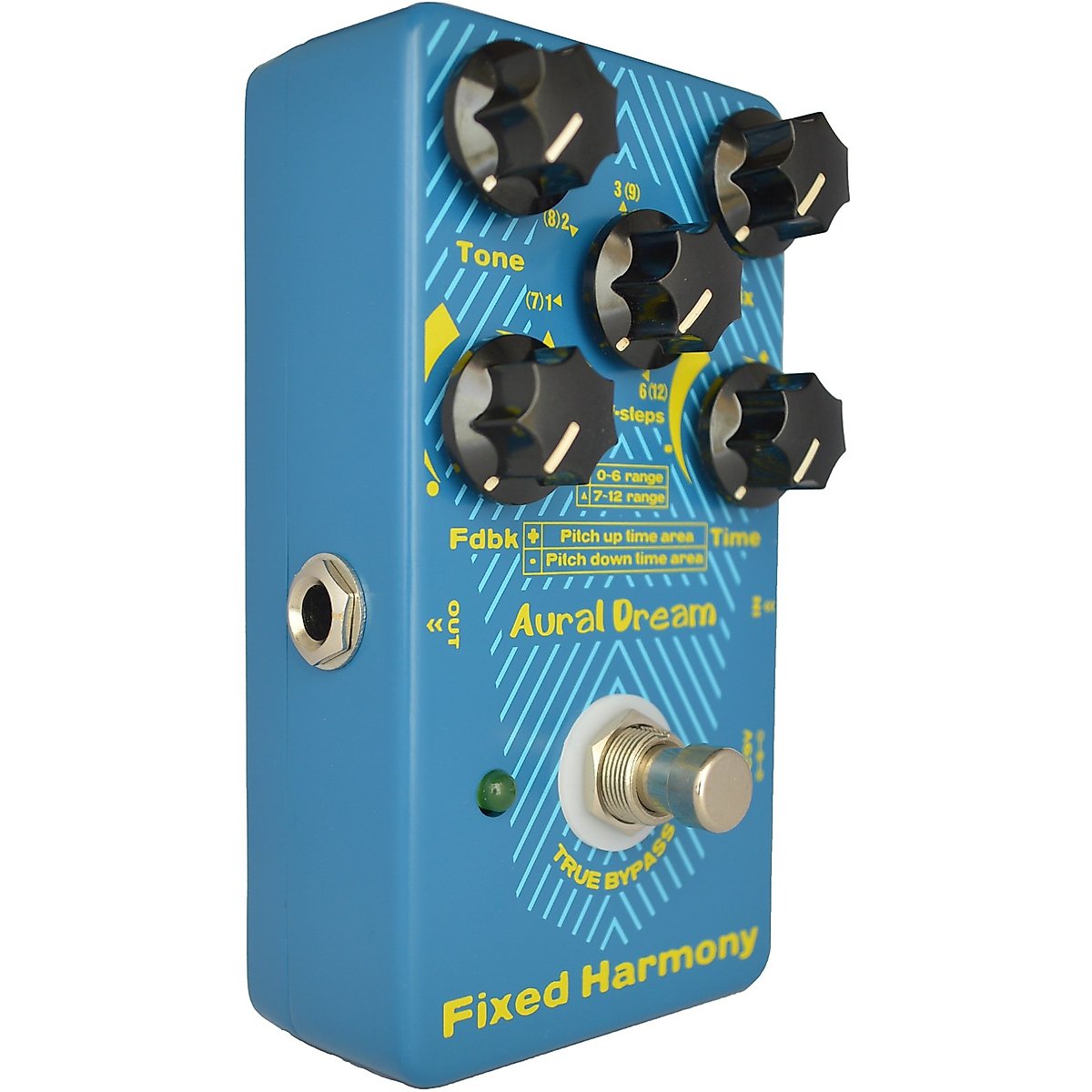 Aural Dream Fixed Harmony Guitar Pedal provides Delay Harmony and PitchShifting 24 semitones or Octave(s) effect for Cascaded harmony of the fixed scale difference,True Bypass