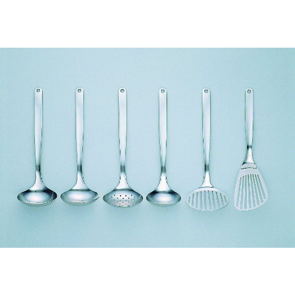 Sori Yanagi Kitchen Tools, Set of 3 (Turner, Skimmer, Ladle), Total Length: 8.9 inches (22.5 cm), Stainless Steel