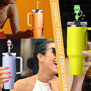 5Pcs 0.4In Animals Straw Cover for Stanley Cup,Food Grade Silicone Stanley Straw Topper Compatible with Stanley 30&40 Oz Tumbler with Handle,Reusable Stanley Cup Straw Cover (5Pc animals straw cover)