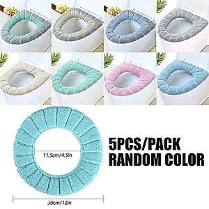 WANGXINYI 5Pcs Toilet Seat Cover Pads,Bathroom Soft Thicker Warmer Stretchable Comfortable and Washable (5 Colors)