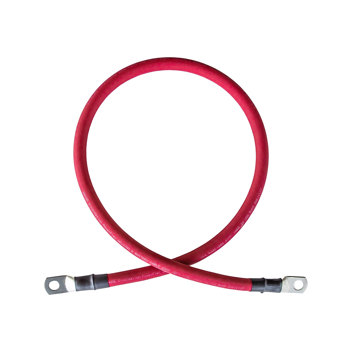 2/0 AWG 2/0 Gauge Red + Black Pure Copper Battery Inverter Cables Solar, RV, Car, Boat 3 Feet 5/16" in Lugs