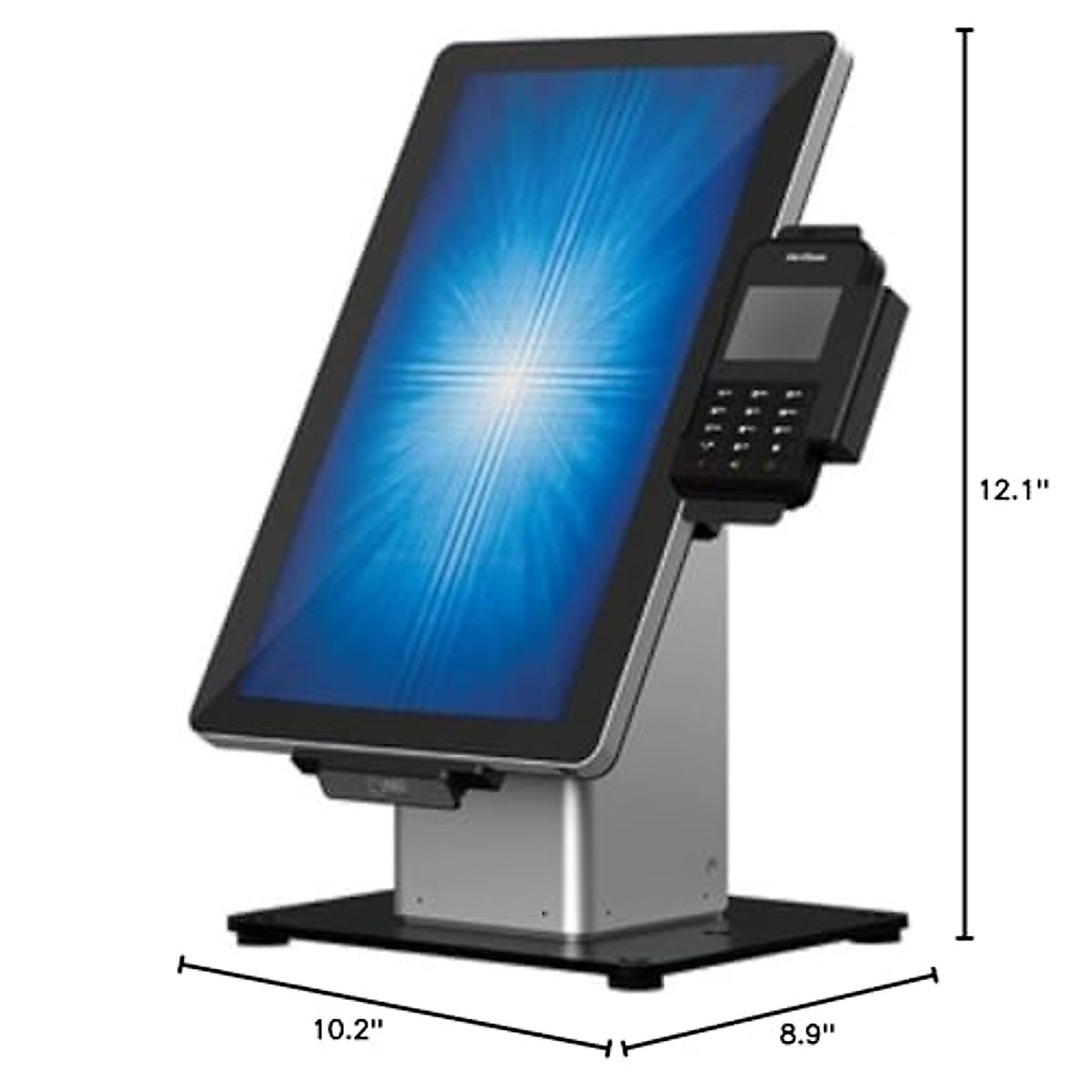 Elo Slim Desk Mount for Touchscreen Monitor, Cradle, Bar Code Reader, Fingerprint Reader, Webcam - Black, Silver