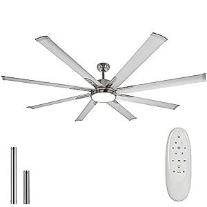 72 Inch Ceiling Fan with LED Lights and Remote Control for Indoor/Covered Outdoor, 172 DC Motor, 8 Aluminum Blades, 5CCT, 6-Speed, Dimmable Modern Ceiling Fans for Living Room - Brushed Nickel