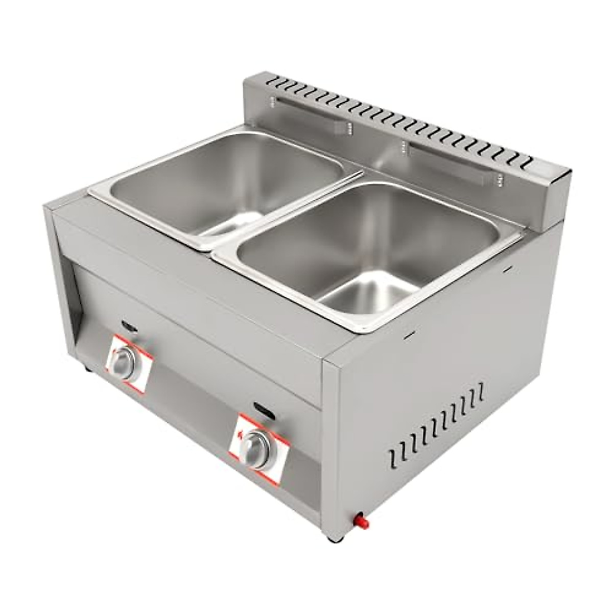 Gas Deep Fryer,12L Commercial Stainless Steel Gas Deep Fryer Food Warmer with 2 Tanks And Lids,Energy-Saving Deep Countertop Gas Fryer for Supermarkets,Hotels,Canteens,Temperature Control: 50~380 ℃