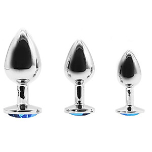 Delicate 3 Pieces Suction Cup Realistic Classic Dick Plug Double Headed Set (Blue) Use with Your Partner