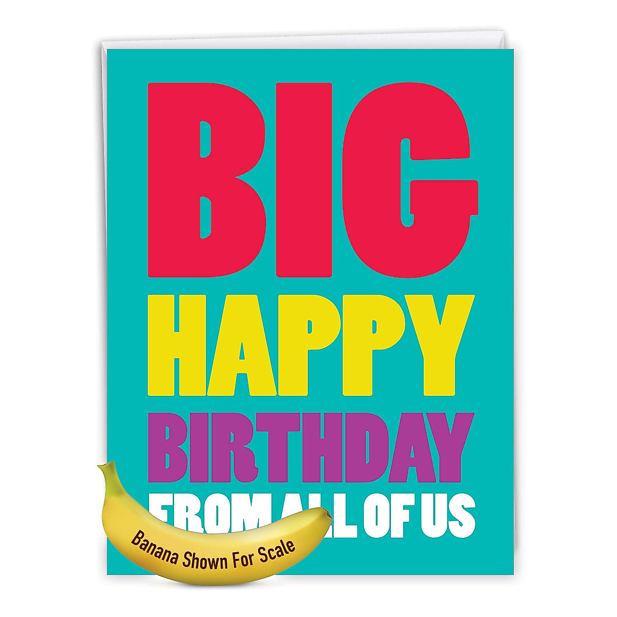 NobleWorks - 1 Happy Birthday Greeting Card Jumbo (8.5 x 11 Inch) - Celebration, Appreciation Stationery for Birthdays - Big Happy Birthday from Us J3900BDG
