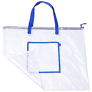 Healifty Art Portfolio Tote Bag PVC Waterproof Painting Board Storage Bag Drawing Tools Carry Bag for Bulletin Boards Artwork Charts and Teaching Material Blue