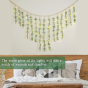 Yastouay Clearance 40" Artificial Eucalyptus Hanging Wall Decor with 6.56Ft Light Boho Wall Decor Wooden Beads Garland Fake Eucalyptus Plant Faux Fake Greenery Vines for Bathroom Bedroom Nursery
